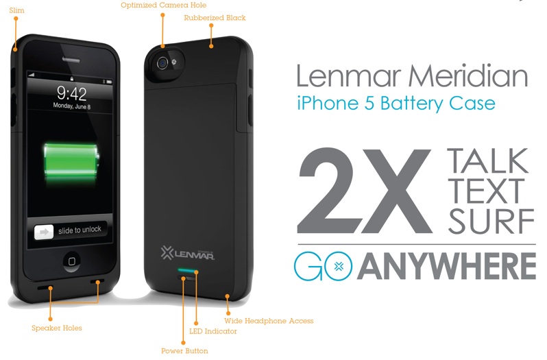 Lenmar - Meridian iPhone 5 Battery Case - Black